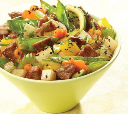 Salteado de verduras y res