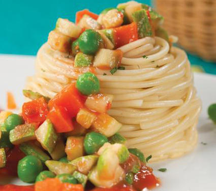 Nidos de pasta vegetarianos