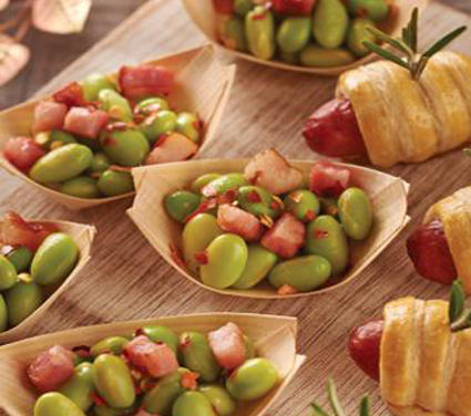 edamames salteados con jamón serrano